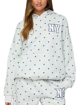 EDIKTED Ny Babe Polka Dot Hoodie - Gray Melange