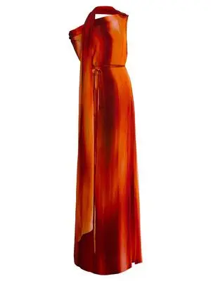 LAQUAN SMITH Asymmetrical Draped Maxi Scarf Dress - Red