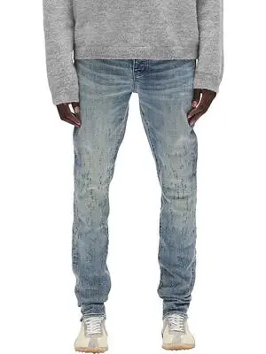 PURPLE BRAND Color Weft Buckshot Skinny Jeans - Mid Indigo
