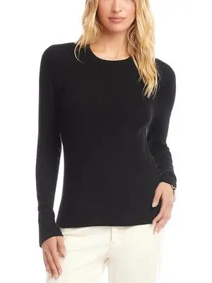 Karen Kane Ribbed Crewneck Top Black