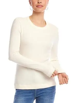 Karen Kane Ribbed Crewneck Top Dark Cream