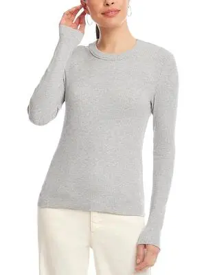 Karen Kane Ribbed Crewneck Top Heather Grey