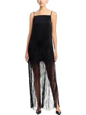 UNGARO Nino Fringe Trim Dress - Black