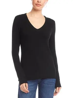 Karen Kane Ribbed V-neck Top - Black
