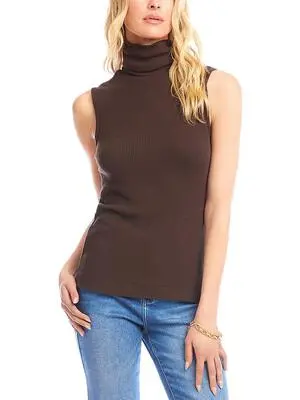 Karen Kane Ribbed Turtleneck Tank - Brown