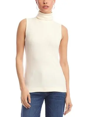 Karen Kane Ribbed Turtleneck Tank - Dark Cream