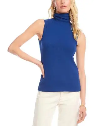 Karen Kane Ribbed Turtleneck Tank - Indigo