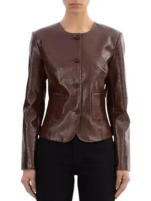LAMARQUE Faux Leather Jacket - Brown