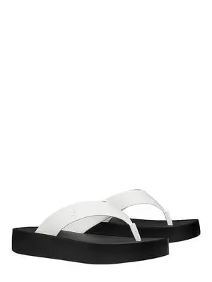 Tory Burch Leather Platform Flip Flops - Optic White