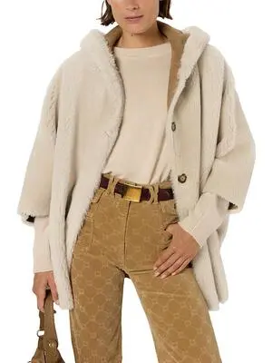 Gerard Darel Marion Shearling Cape Jacket - Sand