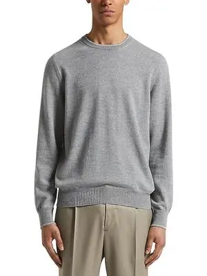 Peserico Crewneck Wool And Cashmere Sweater - Stone Grey