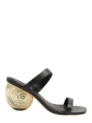 Simkhai Marion Leather Shell Heel Sandals Black