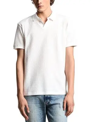 Emporio Armani Jacquard Textured Cotton Polo Shirt - Fancy White