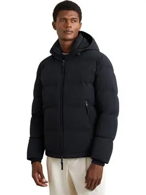 REISS Quilted Zip-through Puffer Jacket - Navy