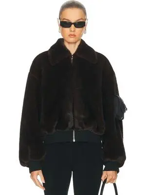 Coperni Faux Fur Bomber Jacket - Brown