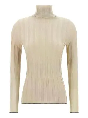 Fabiana Filippi Ribbed Turtleneck Top - Neutrals