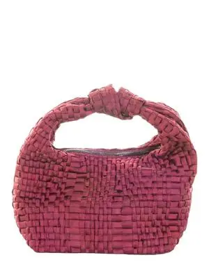 Maria La Rosa Mini Datolite Woven-Texture Shoulder Bag Red