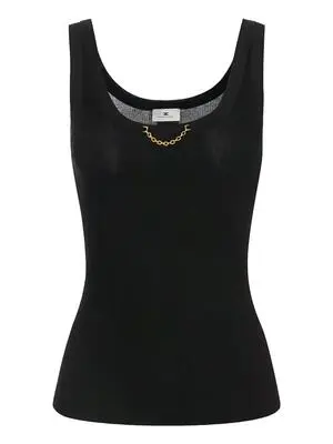 Elisabetta Franchi Chain-detail Ribbed Tank Top - Black