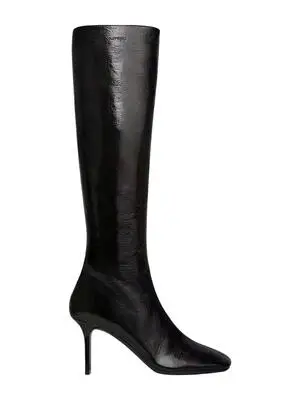 COURREGES Square-toe Calf-leather Knee-high Boots - Black