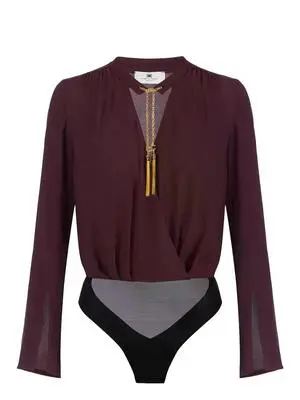 Elisabetta Franchi Georgette Jewel-detail Bodysuit - Red