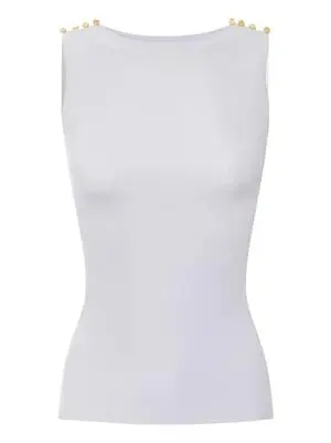 Elisabetta Franchi Embellished-shoulders Tank Top - White