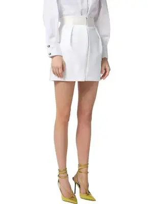 Elisabetta Franchi Pleated Logo-piping Mini Skirt - White