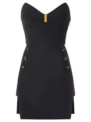 Elisabetta Franchi Logo-button Mini Dress - Black