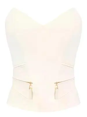 Elisabetta Franchi Zip-detail Top - Neutrals