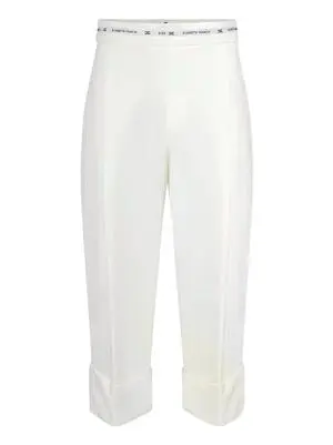 Elisabetta Franchi Cuffed Cropped Trousers - White