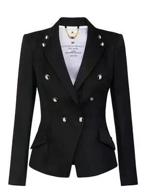 Elisabetta Franchi Double-breasted Wool-blend Jacket - Black