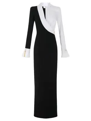 Elisabetta Franchi Shirt-collar Side-slit Maxi Dress - Black