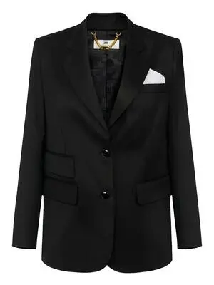 Elisabetta Franchi Single-breasted Jacket With Pocket Square - Black