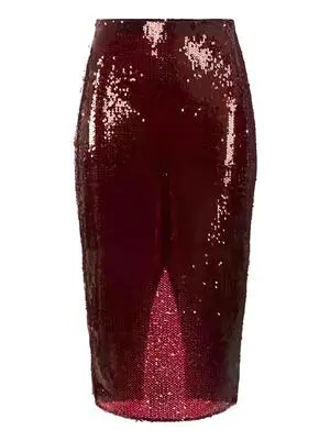Elisabetta Franchi Sequin Embellished Split Skirt - Red