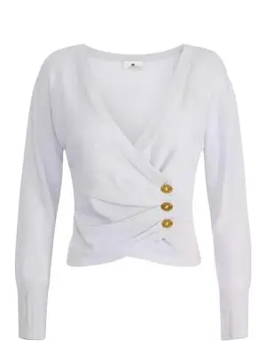 Elisabetta Franchi Crossover Button Sweater - Neutrals