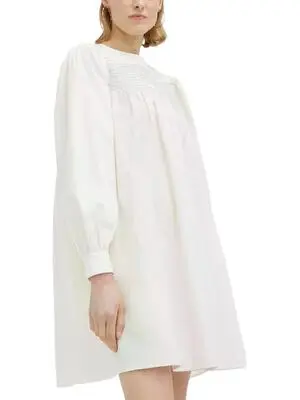 RÉSUMÉ Smocked Long-sleeve Dress - White