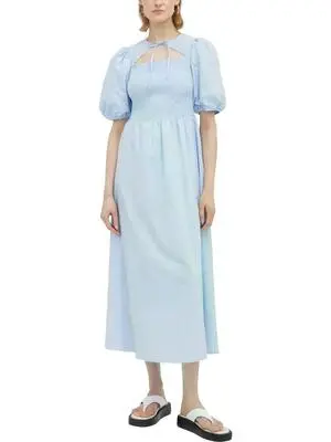 RÉSUMÉ Smocked Cut-out Midi Dress - Blue