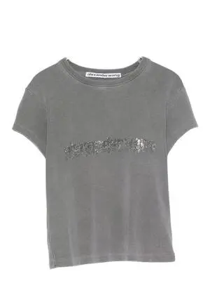 Alexander Wang Crystal Logo T-Shirt Grey
