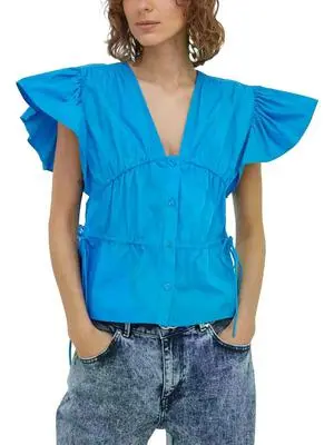 Day Birger Et Mikkelsen Ruffled Buttoned Top - Blue