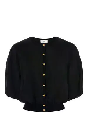 Elisabetta Franchi Jewel-button Puffed-sleeve Cardigan - Black