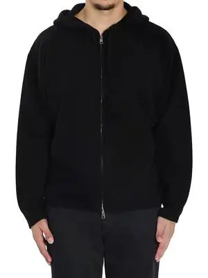 ROBERTO COLLINA Drawstring Zip-up Hoodie - Black