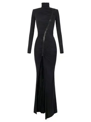 Elisabetta Franchi High-neck Draping Maxi Dress - Black