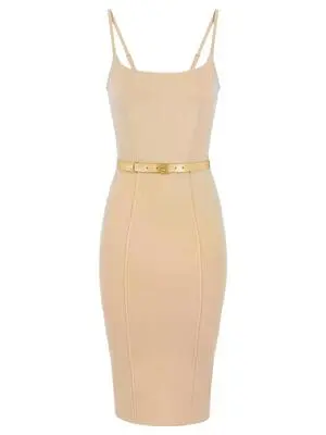 Elisabetta Franchi Belted Midi Dress - Neutrals
