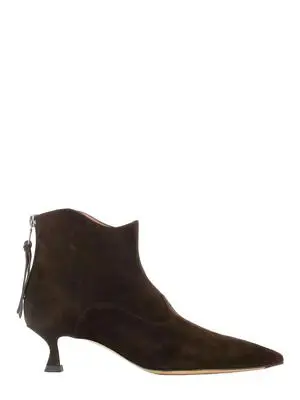 TASSINARI Pointed Suede Kitten Heel Boots - Brown