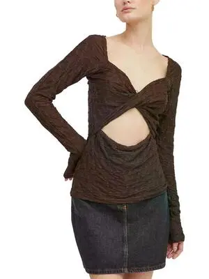 RÉSUMÉ Long-sleeve Twisted Top - Brown