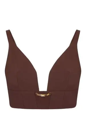 Elisabetta Franchi Jewel-detail Top - Brown