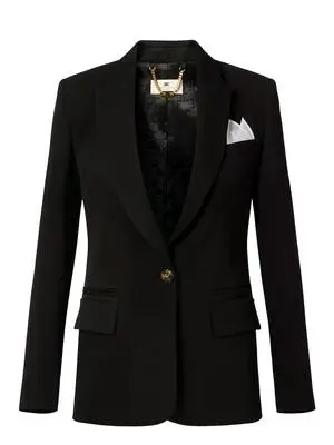 Elisabetta Franchi Peak Lapels Gabardine Blazer - Black