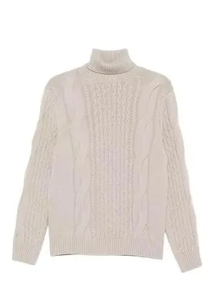 LUIGI GENTILE Cable-knit Roll-neck Sweater - Neutrals