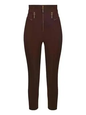Elisabetta Franchi Crêpe Trousers With Zip Detail - Red