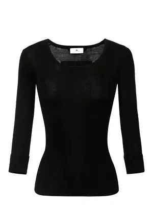 Elisabetta Franchi Ribbed-knit Round-neck Top - Black