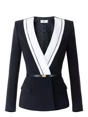 Elisabetta Franchi Pleated Logo-piping Jacket - Black
